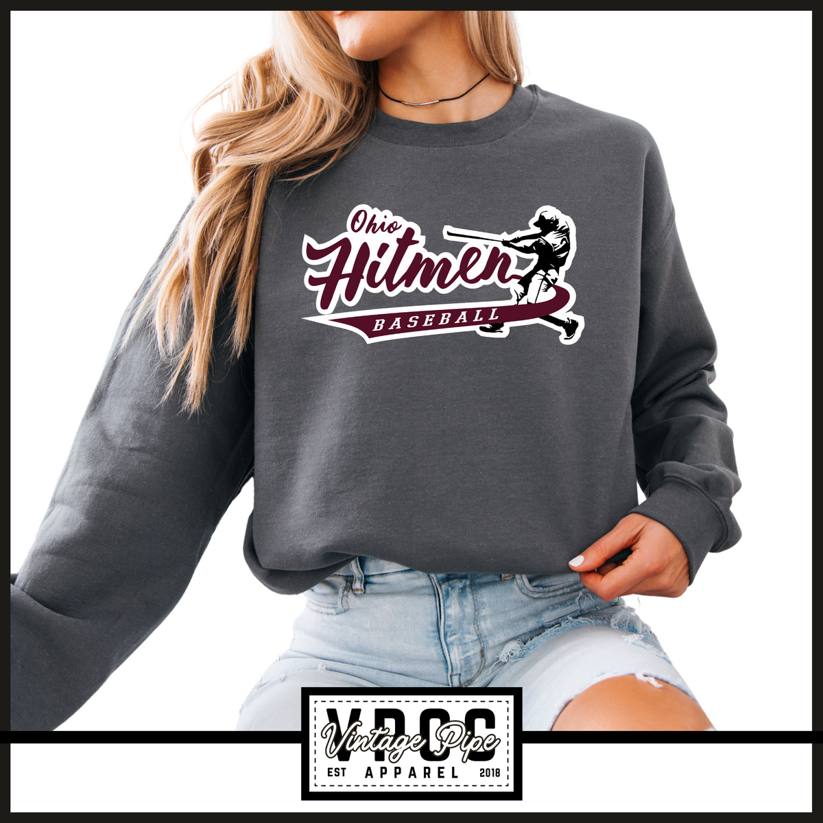 18000- OHIO HITMEN- SWING: CREW SWEATSHIRT ADULT ONLY- CHARCOAL ...
